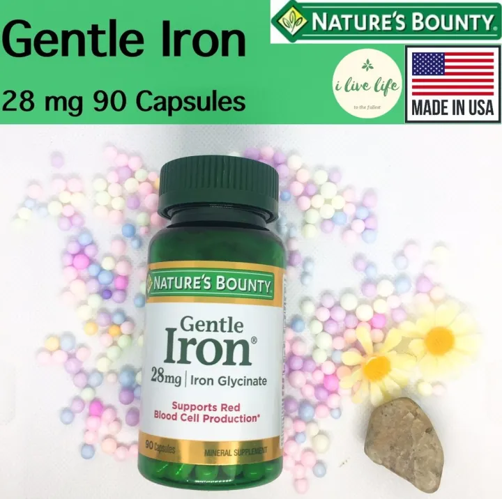ธาตุเหล็ก Gentle Iron 28 mg 90 Capsules - Nature's Bounty อาหารเสริม ...
