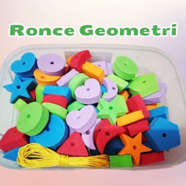 Mainan Meronce Geometri Spon / Mainan Edukatif Anak Berbagai Bentuk ...