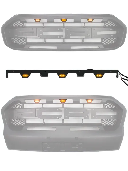 Universal Raptor Style Amber Light Kit Grill 3 Yellow LED Lamp Fit For ...