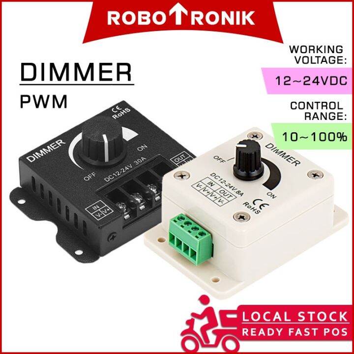 PWM LED Dimmer 12V ~ 24V DC, for LED Light Strip Brightness Control 8A ...