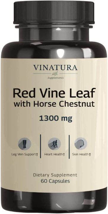 VINATURA Red Vine Leaf Horse Chestnut 1300mg - Premium Extract for ...