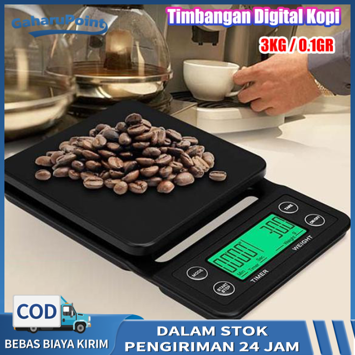 Timbangan Digital kopi dengan timer/timbangan digital kopi coffee scale lcd 3KG / 0.1GR ,V60 ...