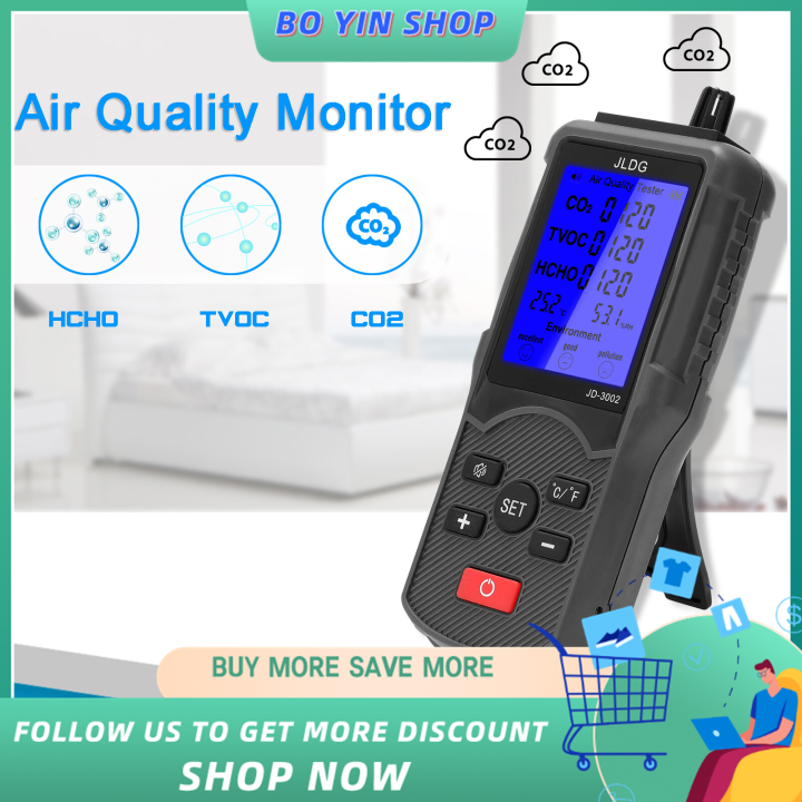 BO YIN Multifunctional Air Quality Tester CO2 TVOC Meter Temperature ...