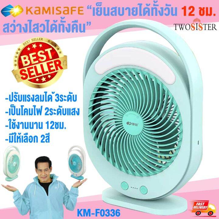 Kamisafe by Twosister KM-F0336 พัดลม 9 นิ้ว ทนทาน12 ชั่วโมง พร้อมโคมไฟ ...
