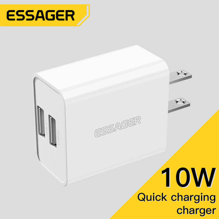Essager 10W 2A USB Charger แบบพกพา Dual USB Ports Travel Charge Adapter ...