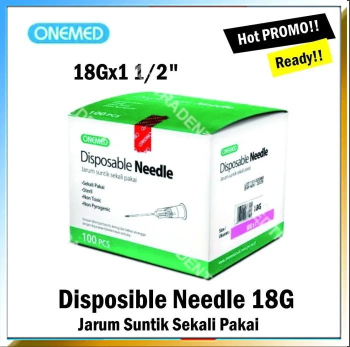Disposable Needle Onemed 18G Jarum Suntik Sekali pakai isi 100pcs | Lazada Indonesia