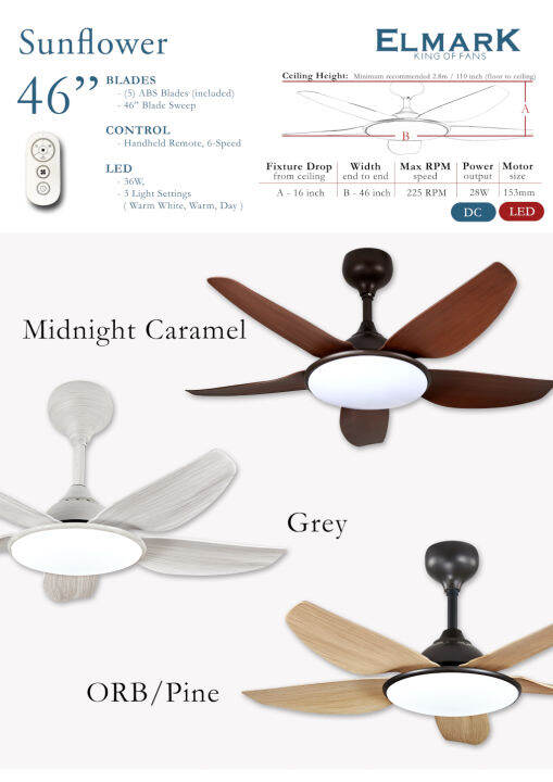 Ceiling Fan 46" Elmark Sunflower | Lazada