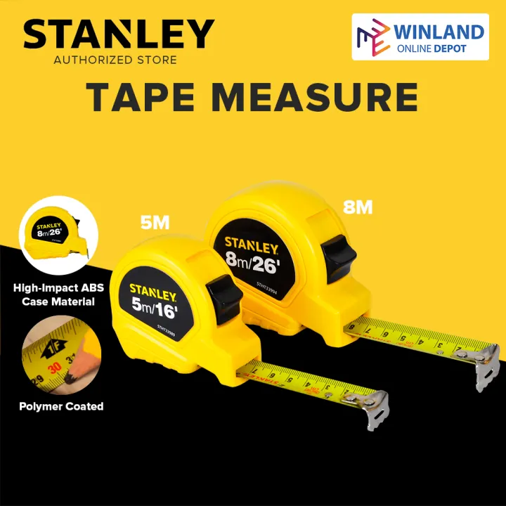 STANLEY Original Basic Steel Measuring Meter Tape Measure Yellow Design 5M | 8M *Winland ...