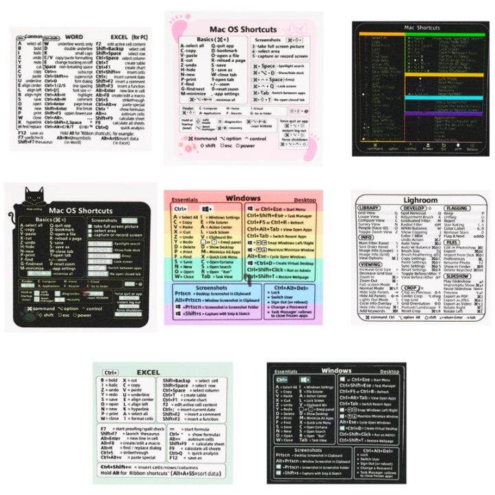 Multitudinous Quick Reference Keyboard Shortcut Stickers Protable MAC ...