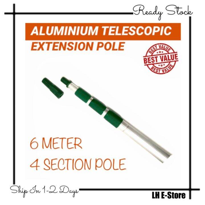 Aluminium Telescopic Extension Pole 6 Meter x 4 Section Pole (Green ...