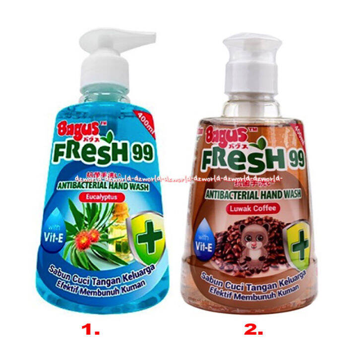 Bagus Fresh 99 Antibacterial Hand Wash 300ml Luwak Coffee Eucalyptus Sabun Cuci Tangan Keluarga ...