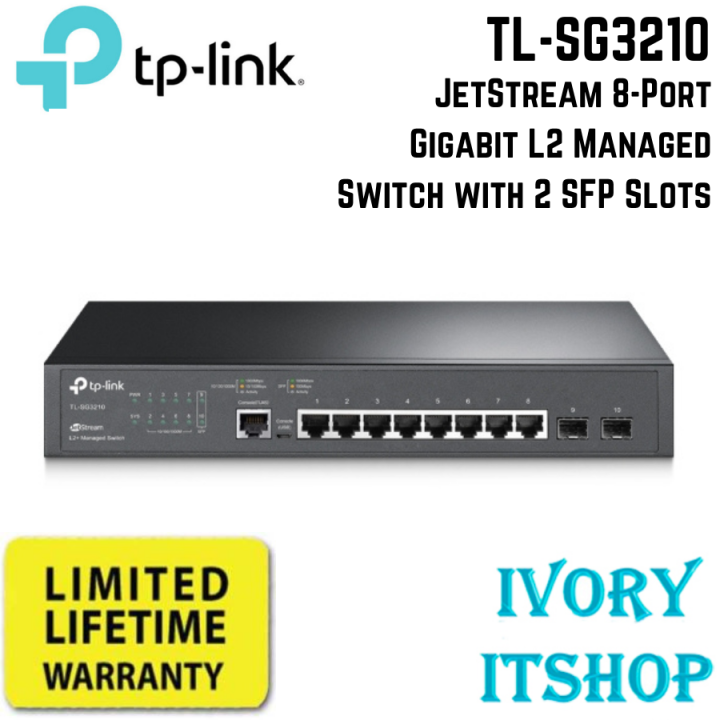 TP Link TL-SG3210 JetStream 8-Port Gigabit L2 Managed Switch with 2 SFP ...