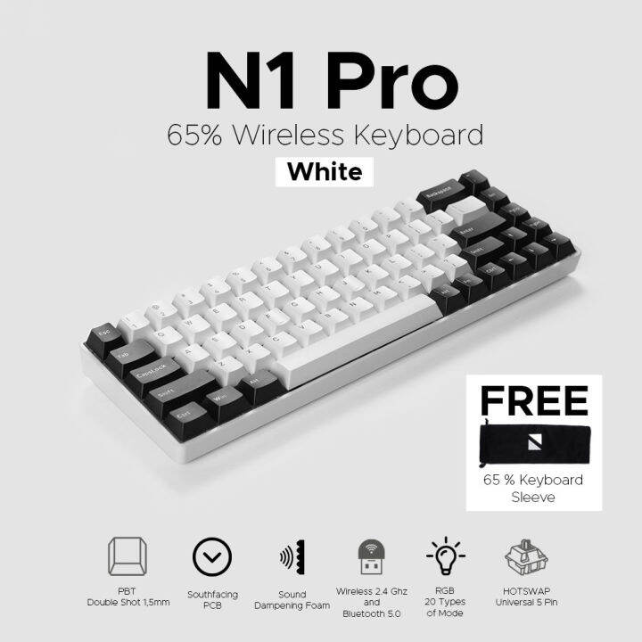 NOIR N1 Pro White - 65% Wireless Mechanical Keyboard | Lazada Indonesia