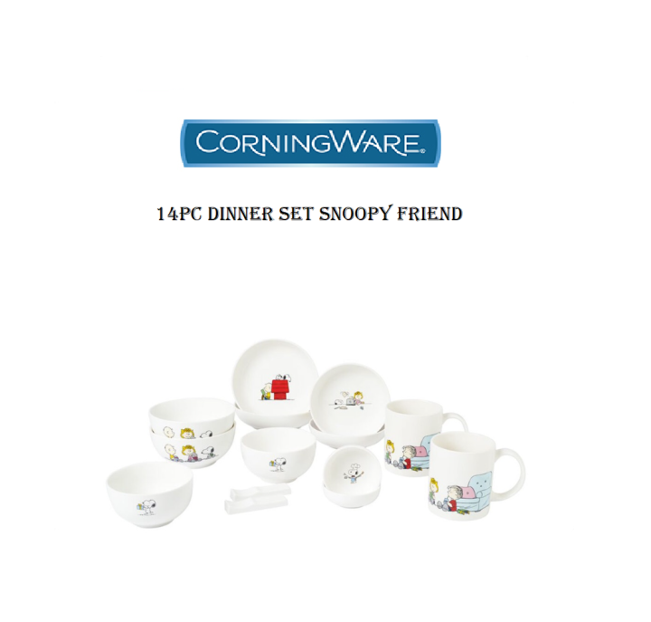 On Hand 100% Authentic CORNINGWARE x PEANUTS 14PC Dinnerware Set Snoopy ...