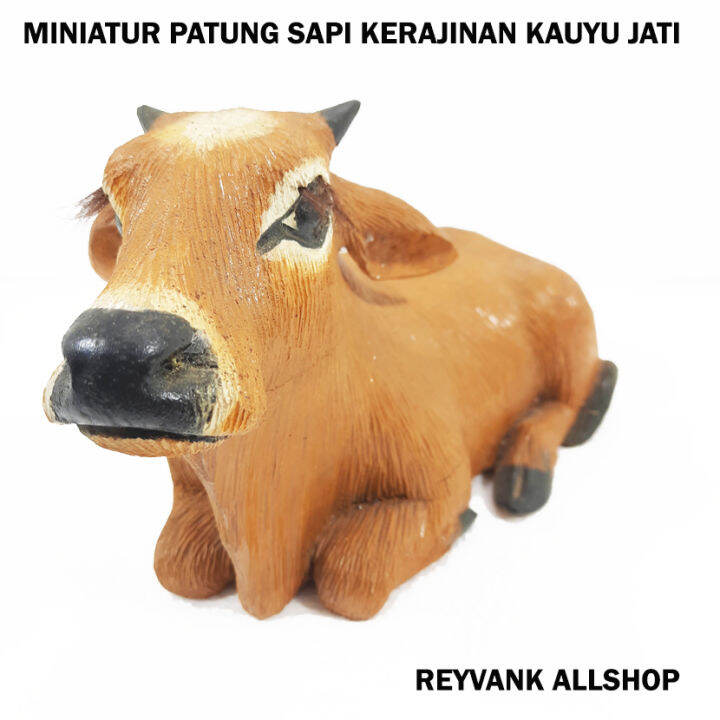 Miniatur Patung Sapi Lembu Brahma Merah Kerajinan Pahat Ukir Kayu JatI ...