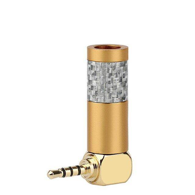 90 Degree 2.5mm Right Angle Headphone Plug Carbon Fiber Gold Plated 4 ...