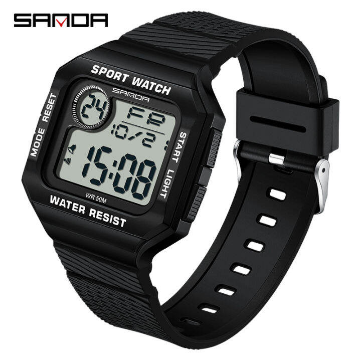 SANDA Simple Square Large Screen Stopwatch Fashion Luxury Casual ...