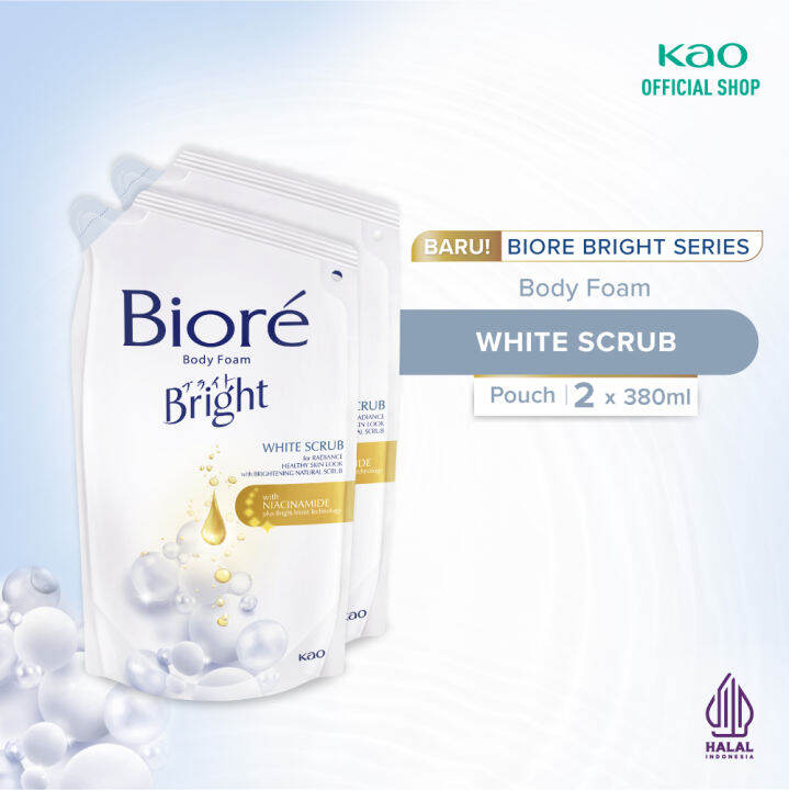 Biore Bright Body Foam White Scrub 380ml - Paket isi 2 (Sabun Mandi ...