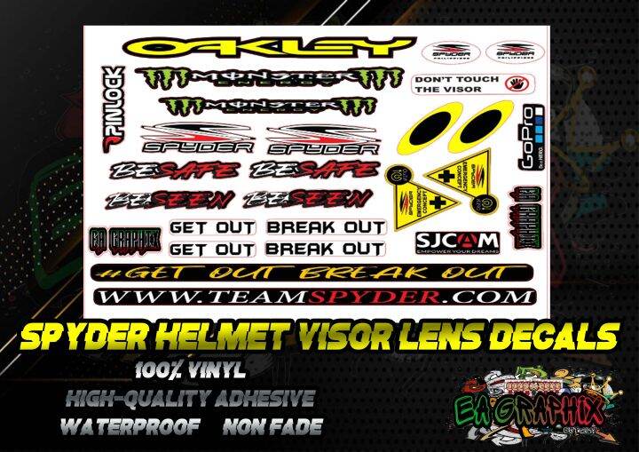 HELMET VISOR LENS STICKER SET DECALS ( SPYDER ) | Lazada PH