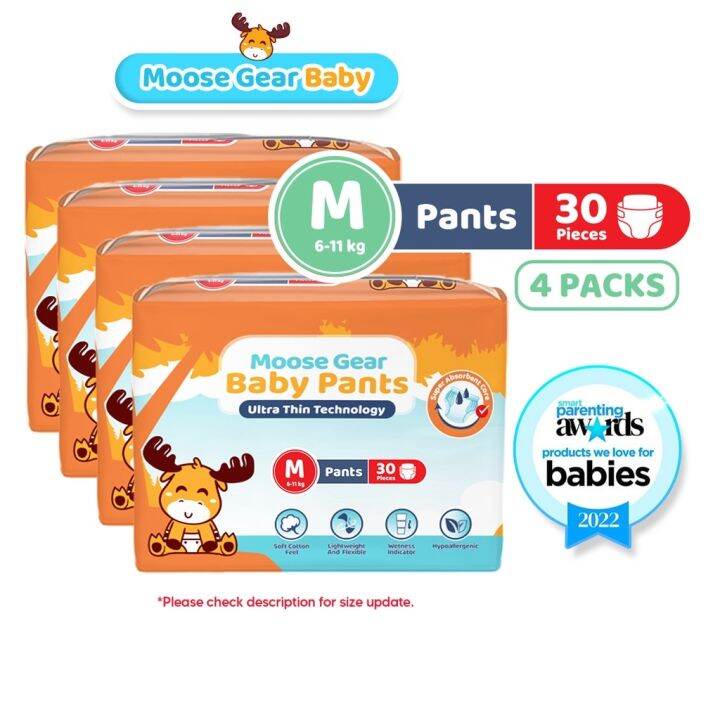 Moose Gear Baby Pants Diaper Medium 4 Pack 120 Pcs. | Lazada PH