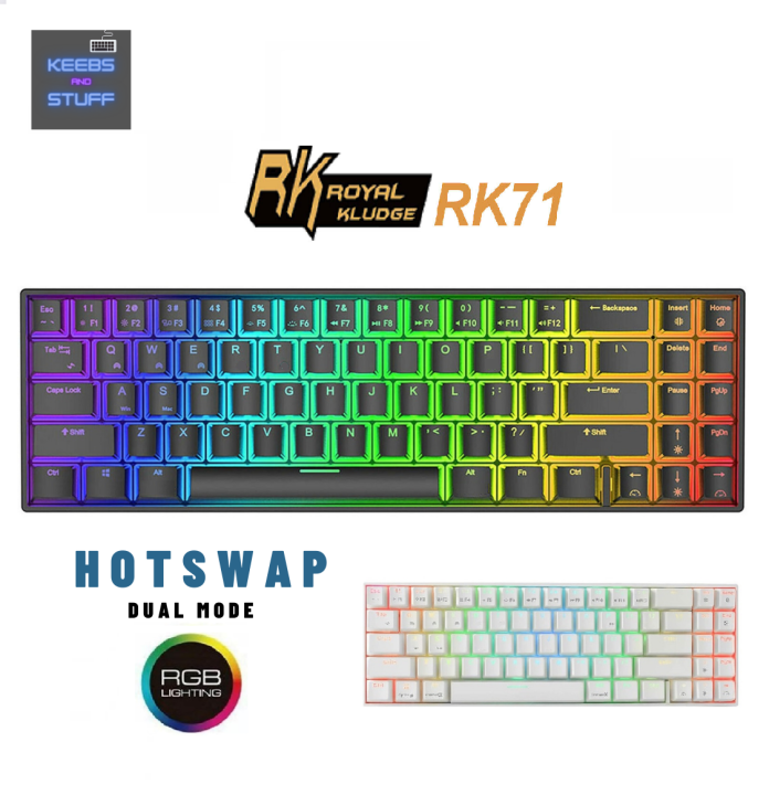 RK ROYAL KLUDGE RK71 RGB Wireless/Wired 70% Compact Mechanical Keyboard ...