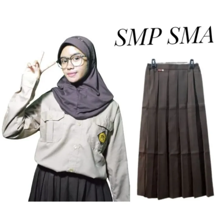 ROK REMPEL PANJANG SEKOLAH SMP SMA ABU BIRU HITAM COKLAT PRAMUKA TERMURAH / ROK PANJANG SEKOLAH ...