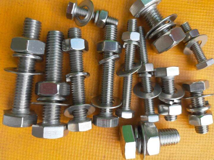 SS304 Hexagonal Bolt with Nut, FW, & LW. | Lazada PH