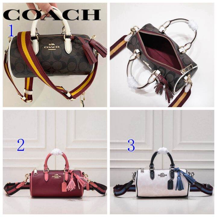 Coach โค้ชใหม่กระเป๋าถือกระเป๋าสะพายไหล่หญิงขนาดเล็กย้อนยุคกระบอกเล็กใน ...
