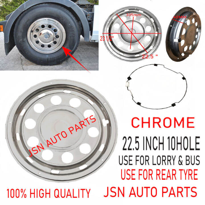 J20S13 CHROME REAR TYRE WHEEL COVER 22.5 INCH 10HOLE USE FOR LORRY BUS ...