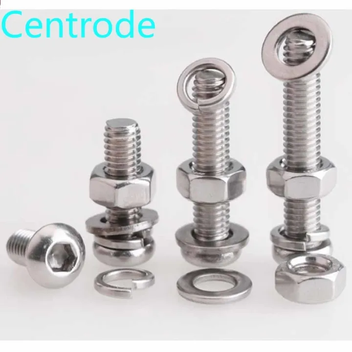 M2m2.5m3m4 stainless steel 304 disc head hexagon socket screw bolt nut ...