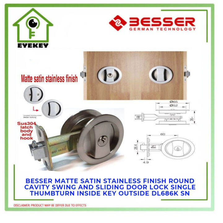 BESSER MATTE SATIN STAINLESS FINISH ROUND CAVITY SWING AND SLIDING DOOR ...