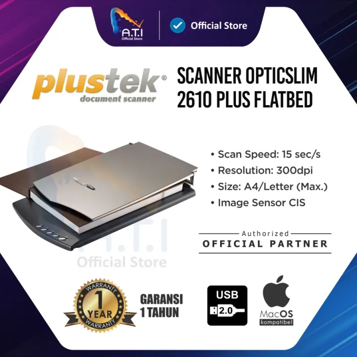 PLUSTEK Scanner Opticslim 2610 Plus FLATBED - 15 Detik/lembar (A4 ...