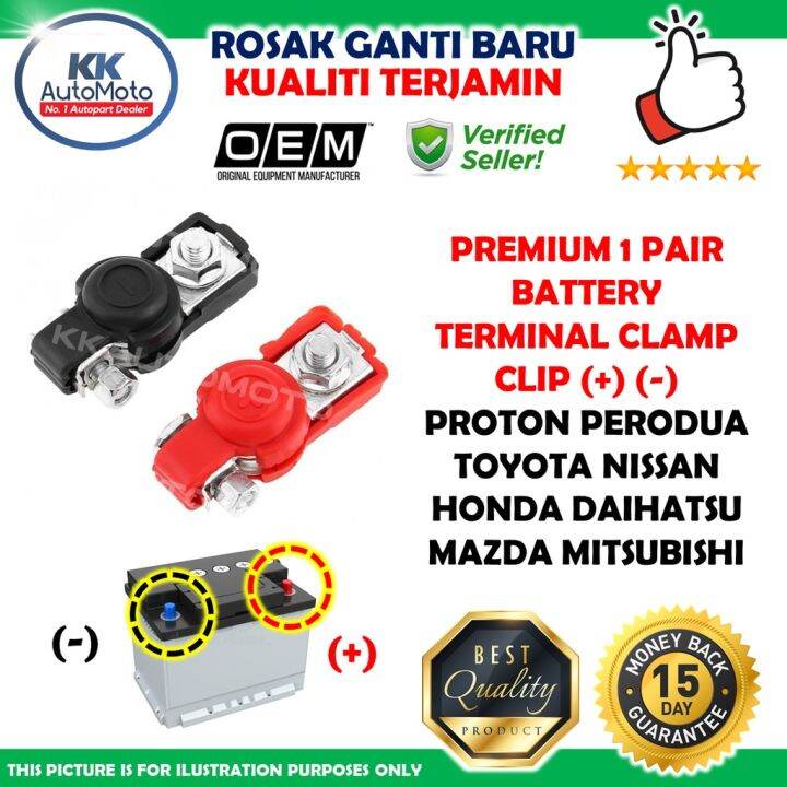 1 Pasang Premium Battery Terminal Clip Clamp Positive Negative Set ...