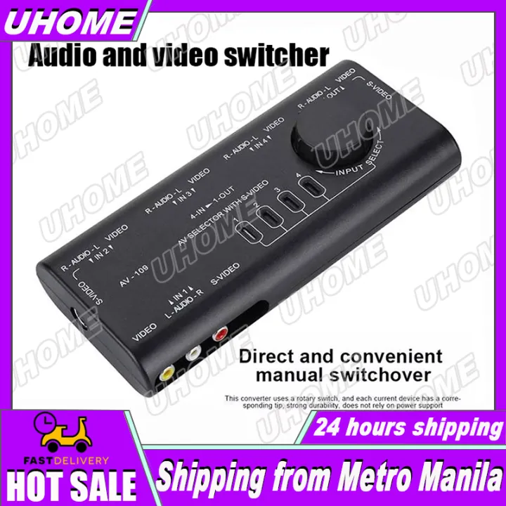【Ready Stock】AV-109 4 In 1 Out AV RCA Switch Box Audio Video Signal ...