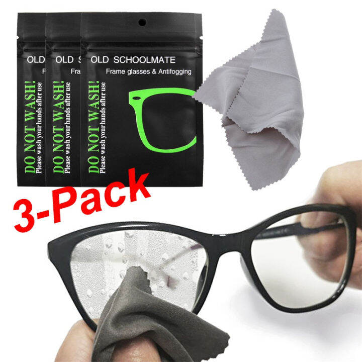 3Pcs Reusable Anti-Fog Wipes Glasses Pre-moistened Antifog Lens Cloth ...