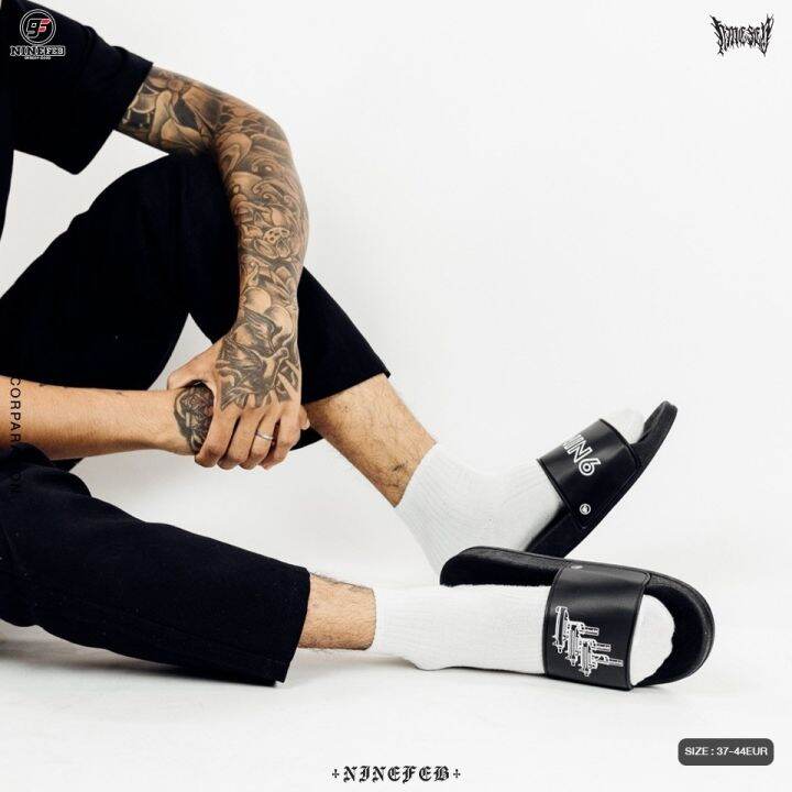 9FEB AX011 uzi slide sandals รองเท้าแตะ พร้อมส่ง แถมฟรี TOTE BAG ...