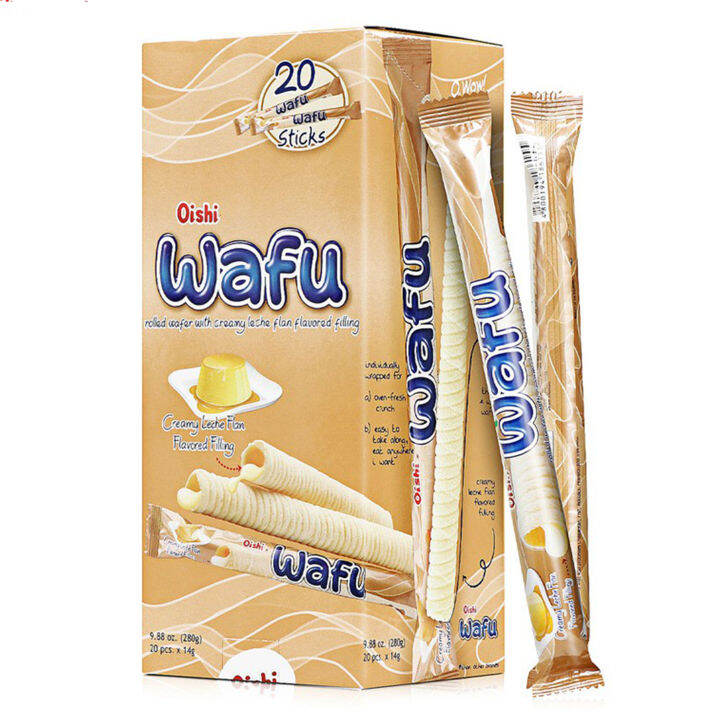 Oishi Wafu Leche Flan Filling Rolled Wafer 280g | Lazada PH