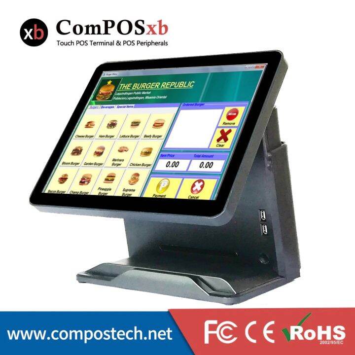POS All In One 15 Inch LCD Touch Screen Restaurant Touch Screen POS ...