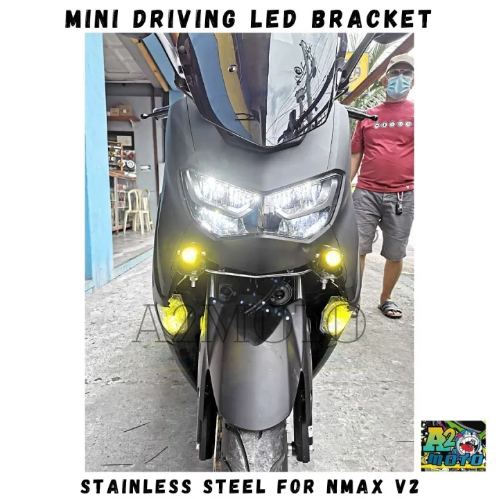 NMAX 2020 2021 V2 Mini Driving Light Bracket Stainless / Chrome SEC ...