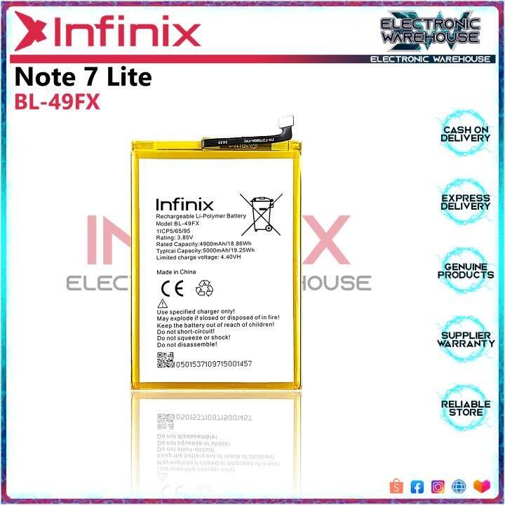 New Infinix Note 7 Lite Battery BL-49FX 5000mAh Capacity | Lazada PH
