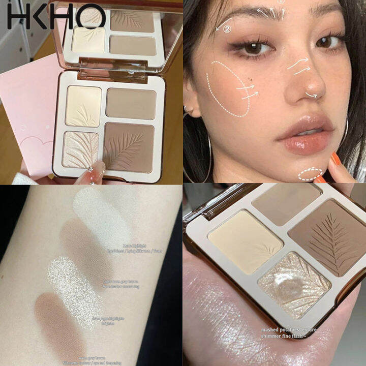 HKHO Four-color Highlighter Contour Repair Palette Waterproof Long ...