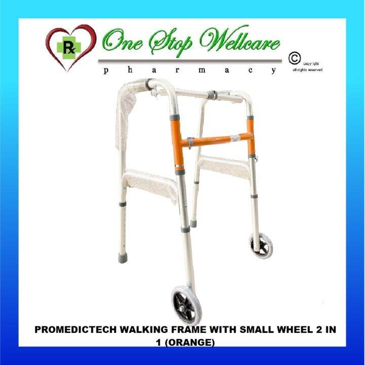 PROMEDICTECH WALKING FRAME WITH SMALL WHEEL 2 IN 1 (ORANGE) | Lazada