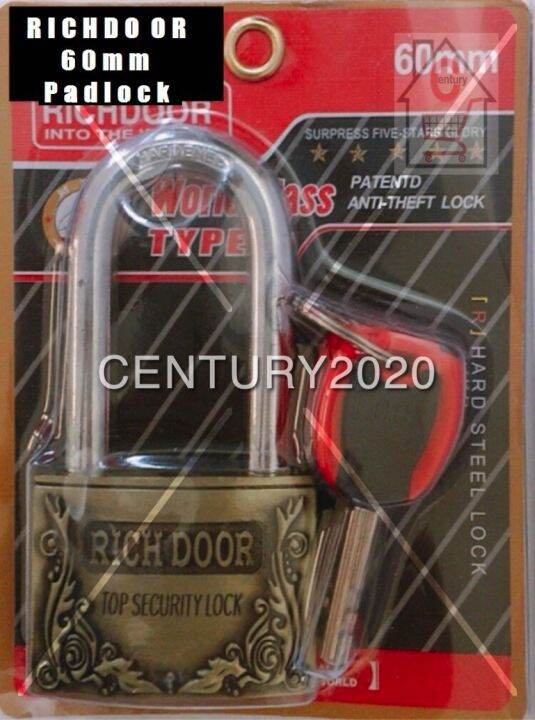 RICHDOOR Padlock Long Head Pad Lock Zinc Alloy Bronze Lock 60mm | Lazada