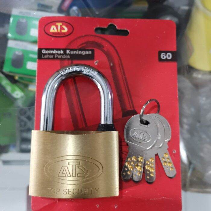 GEMBOK KUNINGAN PER 60 PENDEK ATS KUNCI GEMBOK PAGAR 60MM ANTI MALING ...