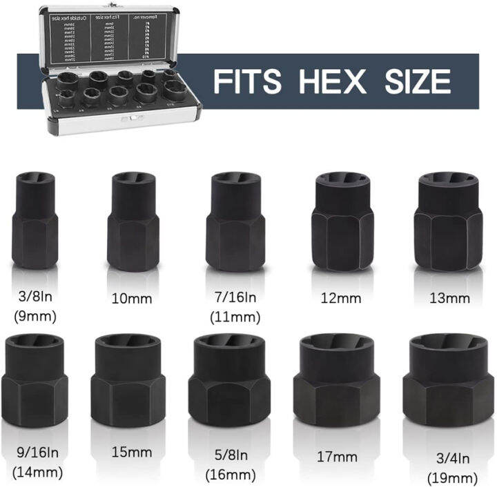 Impact Bolt & Nut Remover Set Nut Extractor Socket, Bolt Remover Tool ...