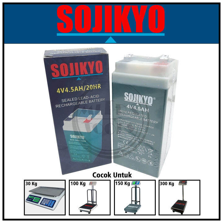 SOJIKYO Baterai Timbangan Digital 30 100 150 300 Kg 4V4.5AH / AKI ACCU ...