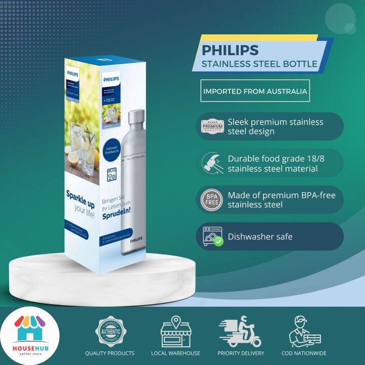 Philips GoZero Carbonating Stainless Steel Bottle, 1L | Lazada PH