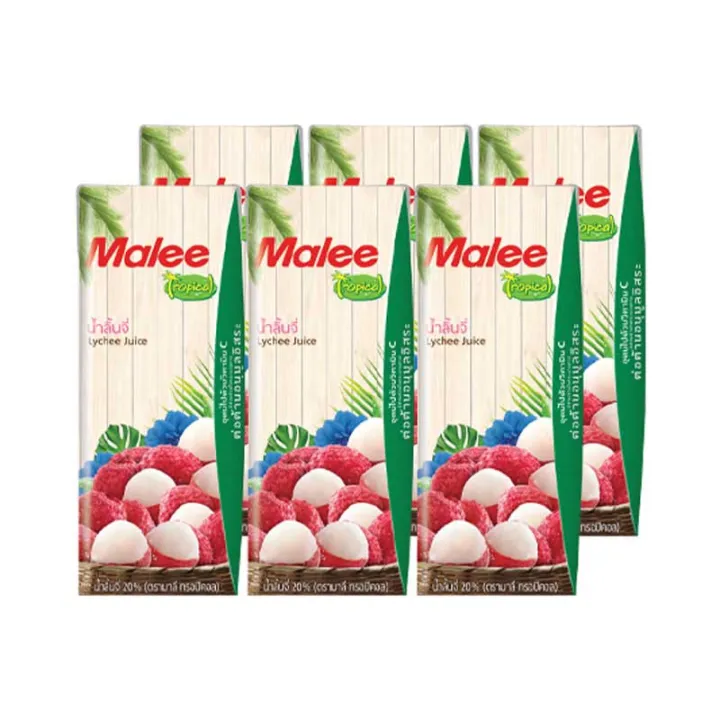 Malee Tropical Lychee Juice 20% 180 ml. Pack 6 boxes.มาลี ทรอปิคอล น้ำลิ้นจี่20% 180 มล. แพ็ค 6 ...
