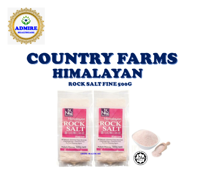 COUNTRY FARMS HIMALAYAN ROCK SALT FINE 500G EXP : 07/2024 | Lazada