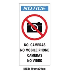 Notice - No Cameras No Mobile Phone Cameras No Video Sticker Strong ...